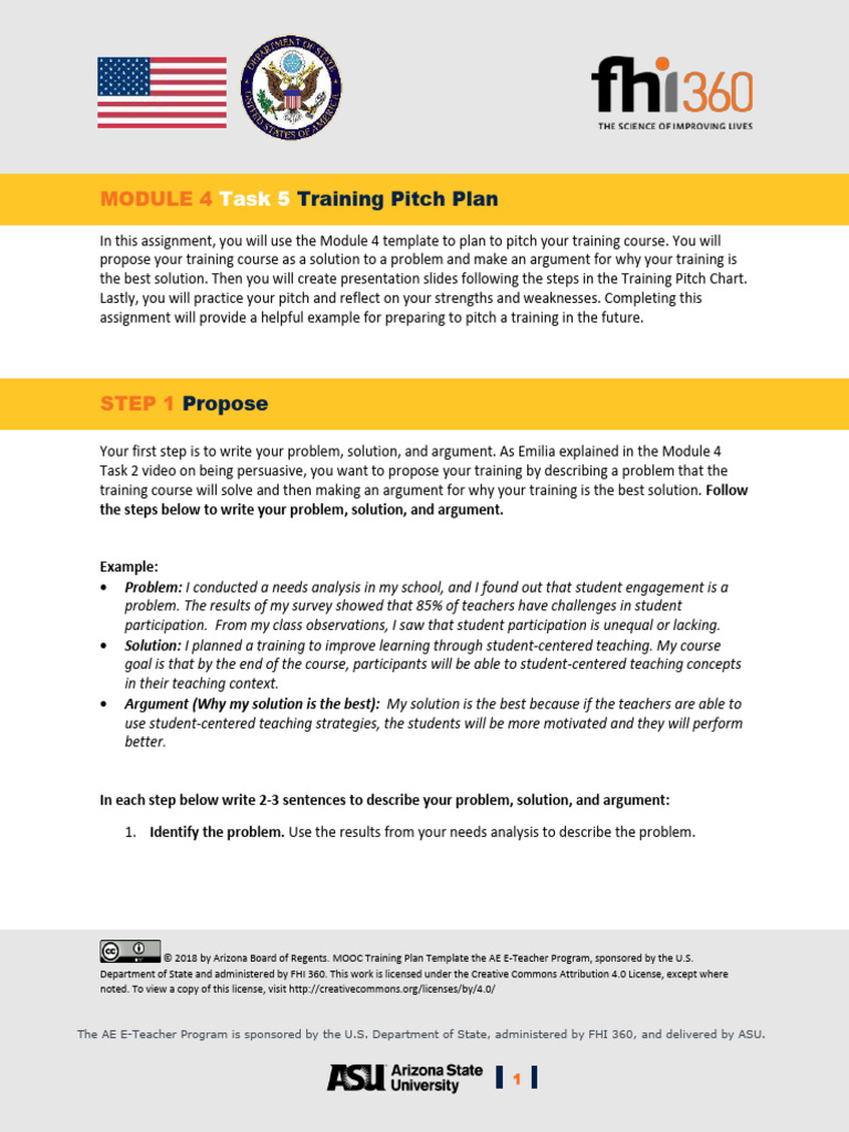 Training Pitch Plan Template | PDF | Argument | Human Communication