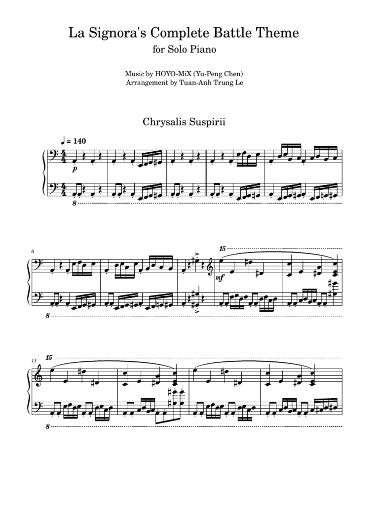 La Signora Battle Theme Piano Sheet | PDF