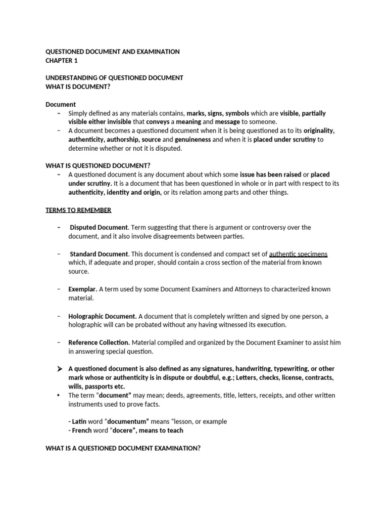 Questioned Document and Examination | PDF | Pen | Ink