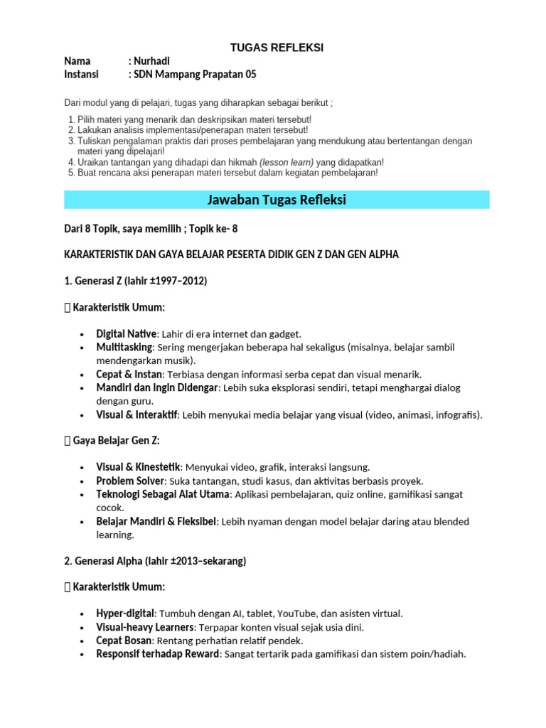 Gaya Belajar Gen Z & Alpha dalam Pendidikan | PDF