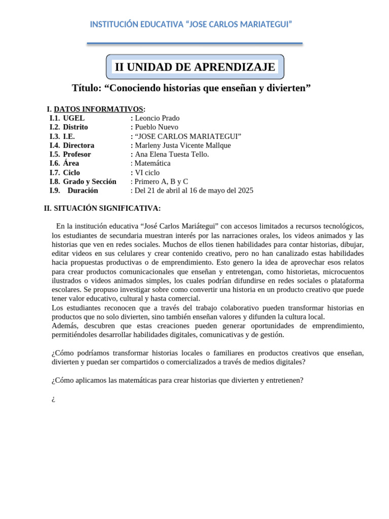 II Unidad 1 | PDF | Aprendizaje