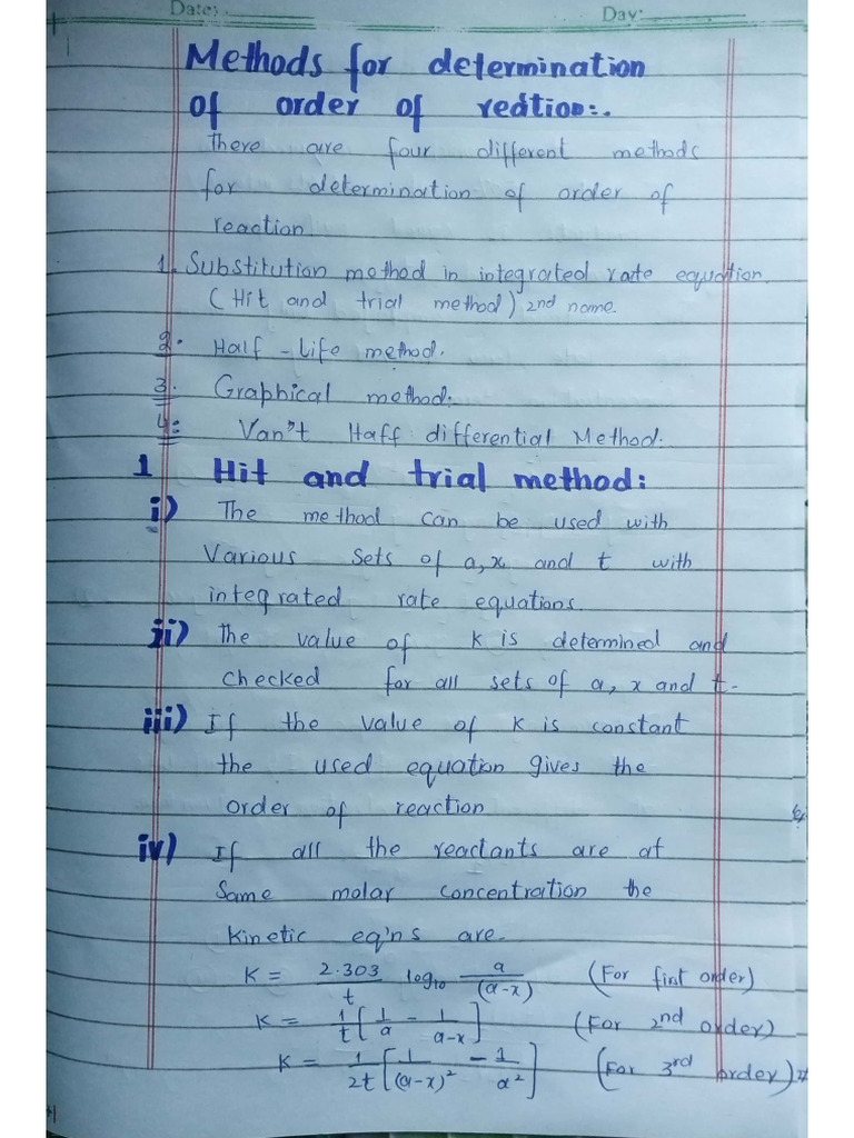 Method For Determination of Order of Reaction | PDF