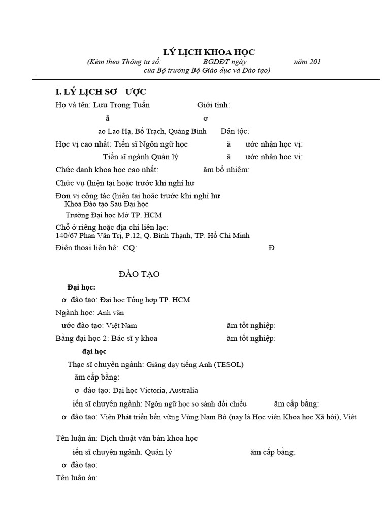 LLKH - Luu Trong Tuan | PDF