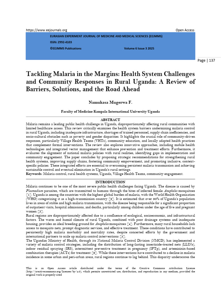 Malaria Control Challenges in Rural Uganda | PDF | Malaria | Public Health
