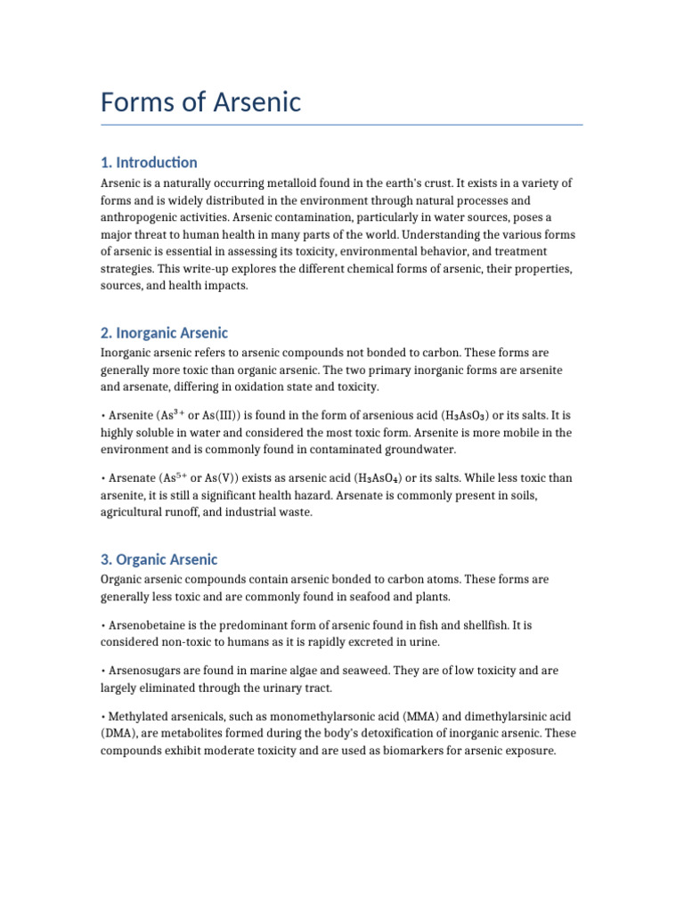 Understanding Arsenic Forms and Risks | PDF | Arsenic | Environmental ...