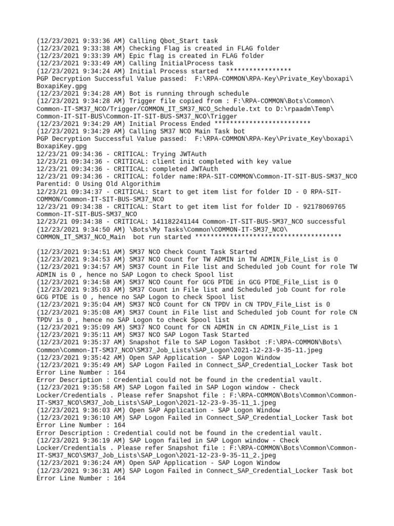 COMMON IT SM37 NCO Log 20211223093306 | PDF | Computing | Software