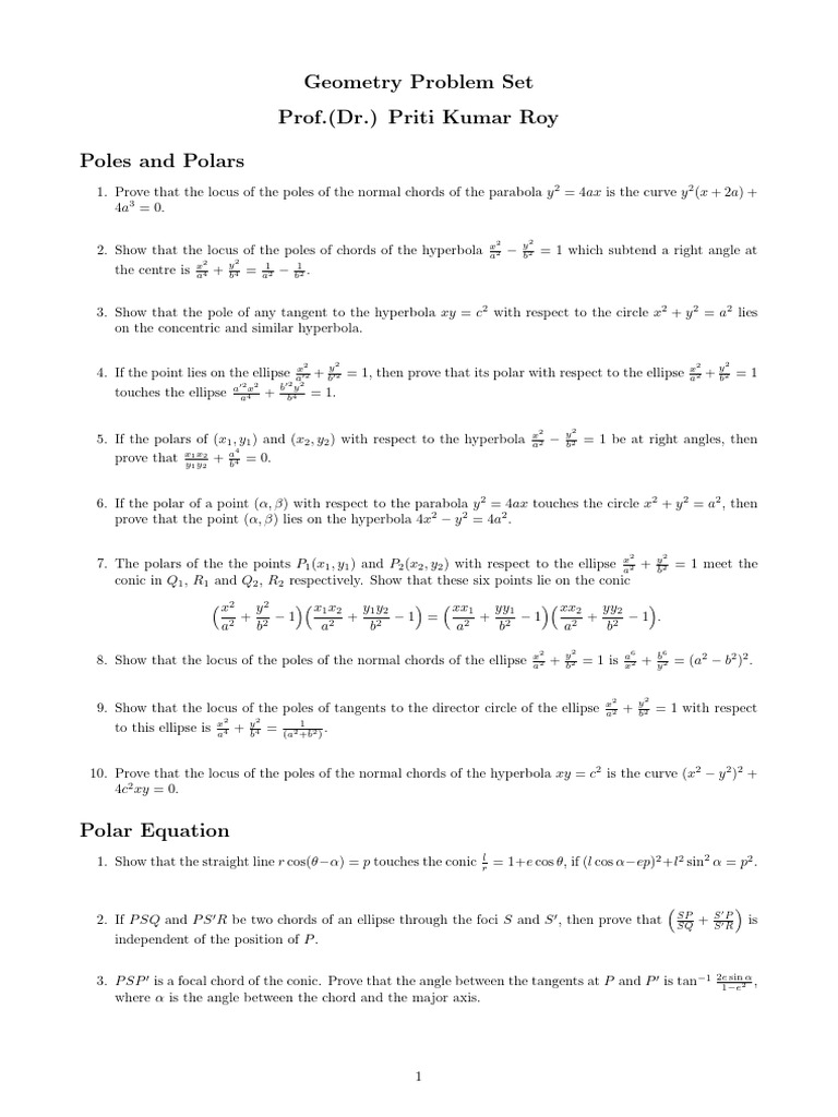 Poles and Polars Polar Equation Sphere | PDF | Ellipse | Sphere