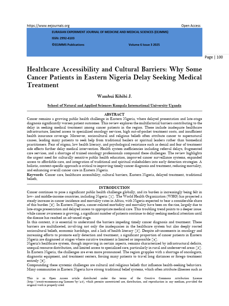 Cancer Treatment Delays in Eastern Nigeria | PDF | Health Care | Cancer