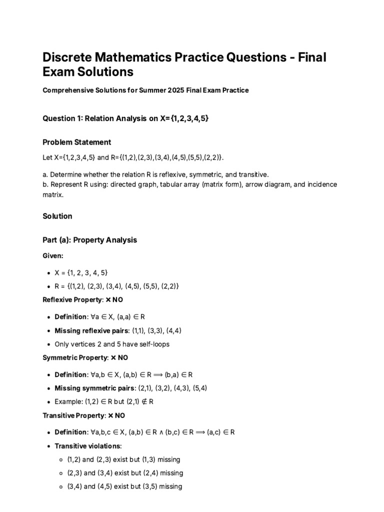 Discrete Math Final Practice Solutions | PDF | Function (Mathematics) | Combinatorics