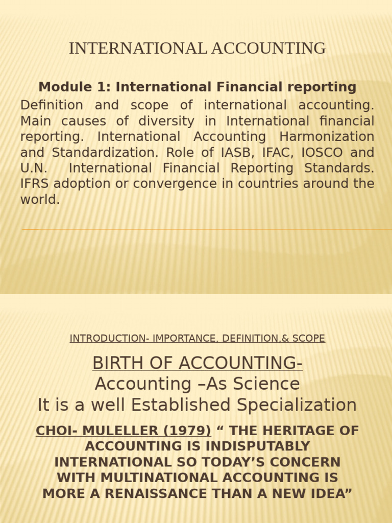 International Accounting Overview | PDF | Accounting | Multinational ...