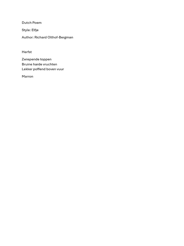 Dutch Poem - Herfst | PDF