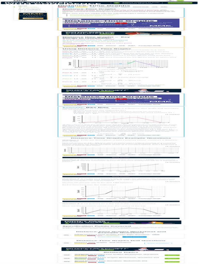 Distance-Time Graphs Worksheets Questions and Revision MME | PDF ...