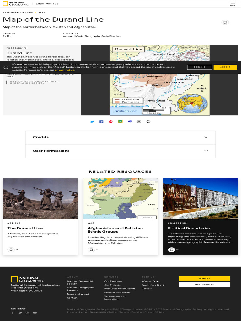 Map of The Durand Line - National Geographic Society | PDF | Afghanistan