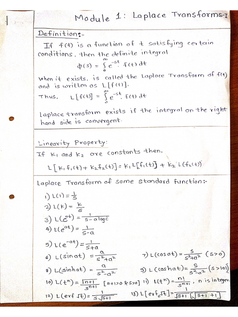 Laplace Transform Notes | PDF