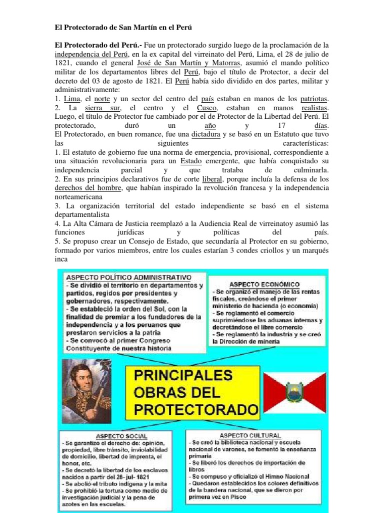 El Protectorado de San Martín en Perú | PDF | Perú | América del Sur