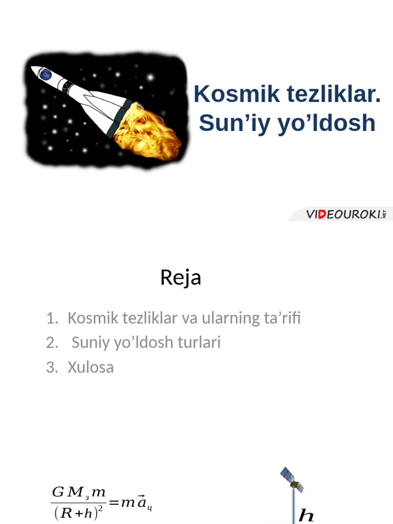 Kosmik Tezliklar. Sun'iy Yo'ldosh | PDF