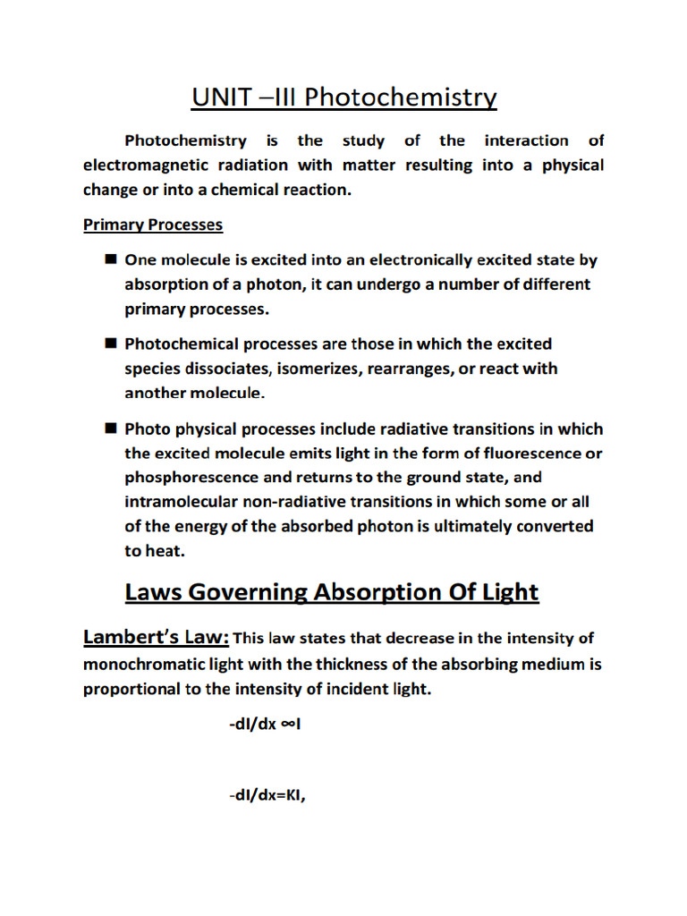 Photochemistry | PDF