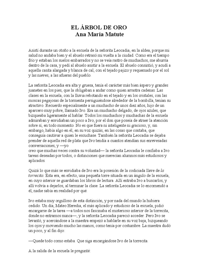 Ana María Matute - El Árbol de Oro | PDF | Arte | Novela negra ...