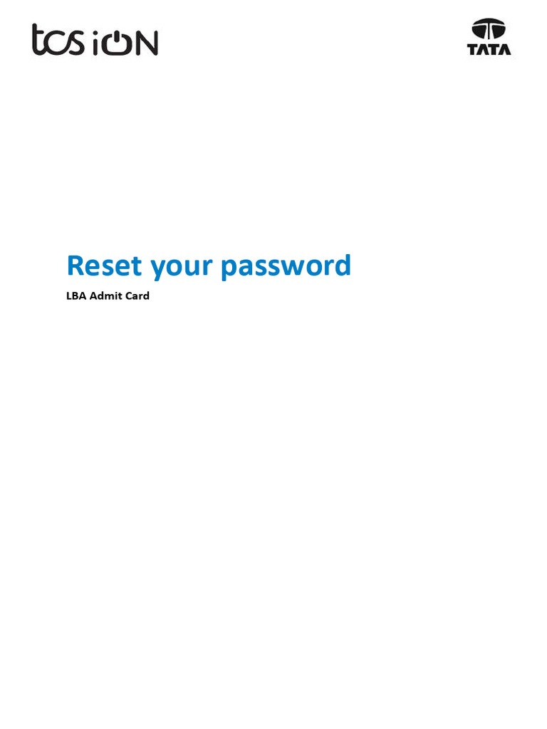 TCS ION - Admit Card Login Password Reset | PDF