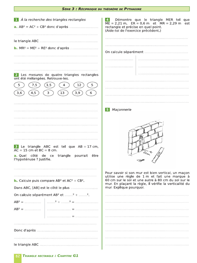 Exercices Pythagore Recip | PDF