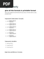 Trigonometry Formulas Class 11 12 | PDF