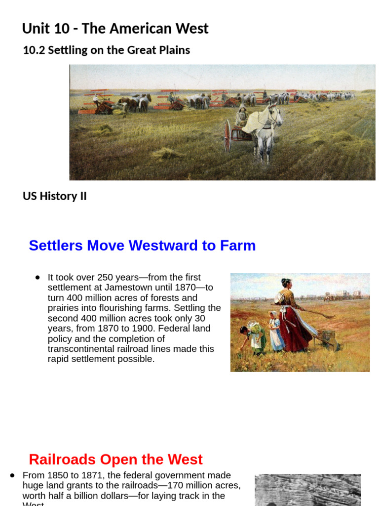 10.2 Settling On The Great Plains | PDF | Agriculture