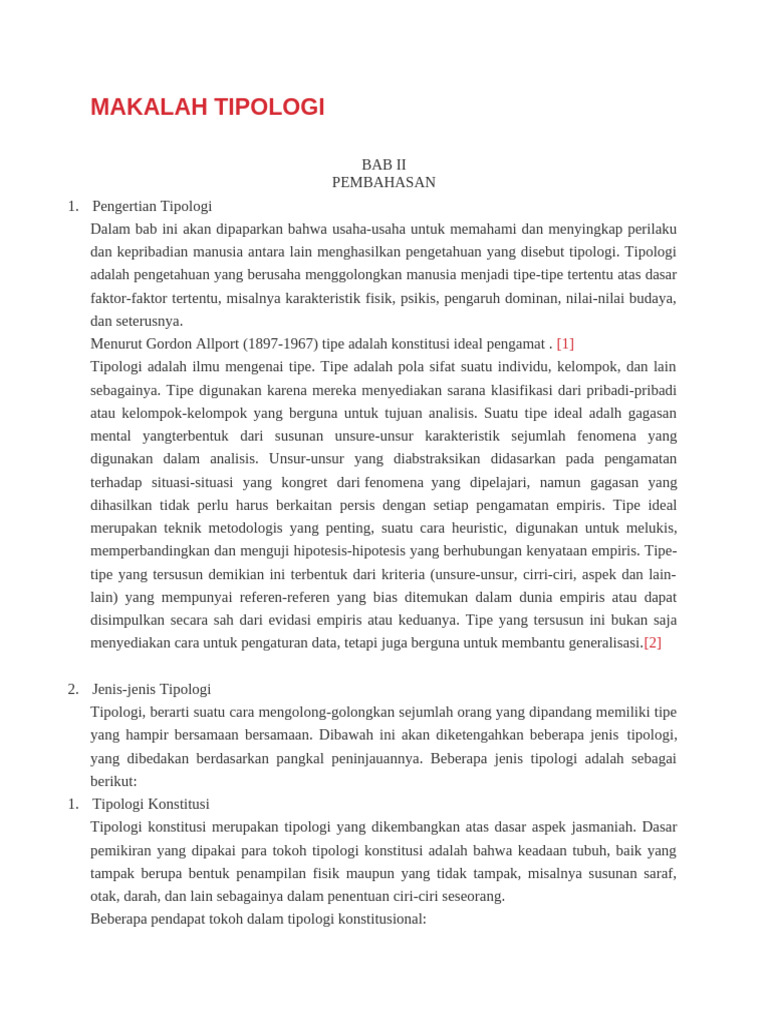 Makalah Tipologi | PDF