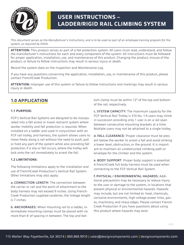Rigid Rail User Instructions | PDF | Stainless Steel | Materials