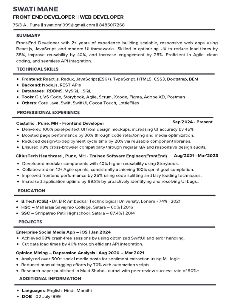 Swati FrontEnd (React) | PDF