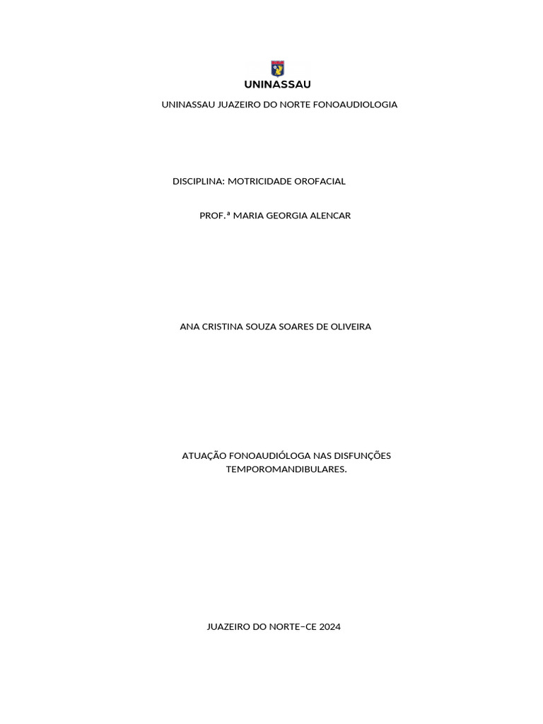 Fonoaudiologia e Disfunções Temporomandibulares | PDF