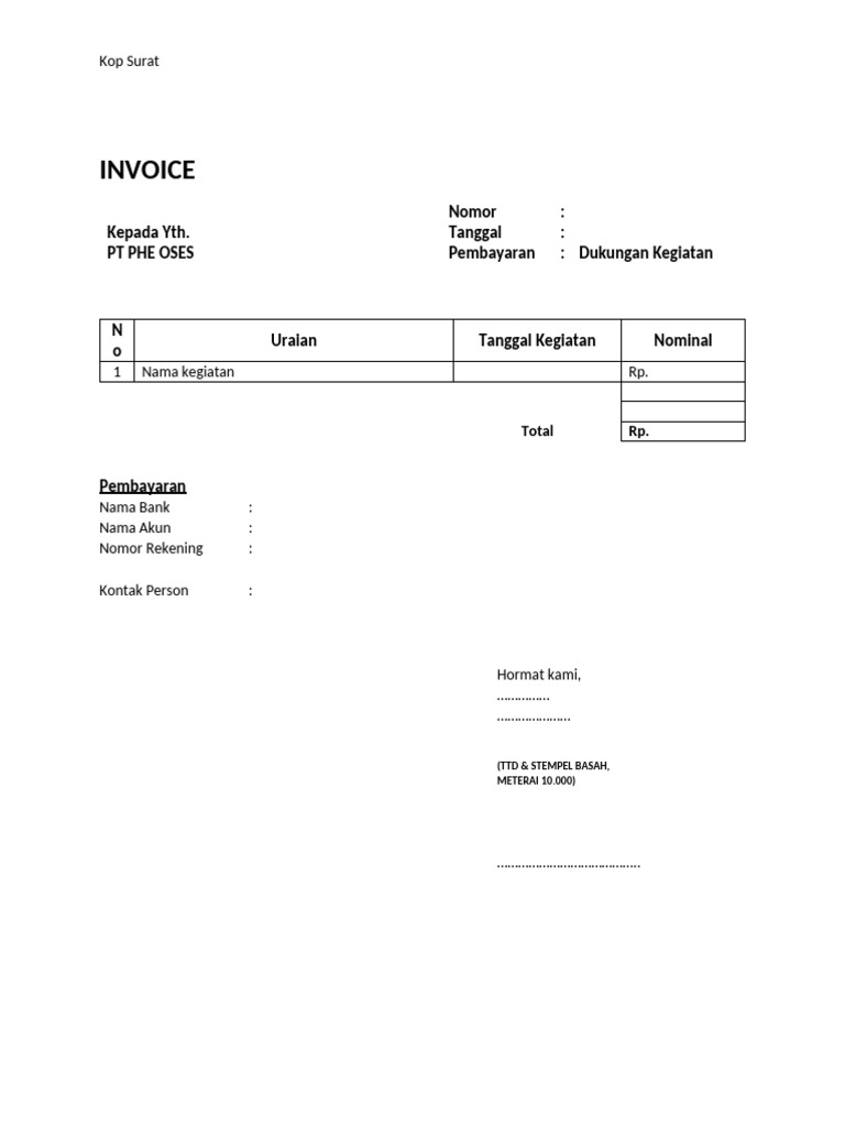 Contoh Invoice 2025 | PDF