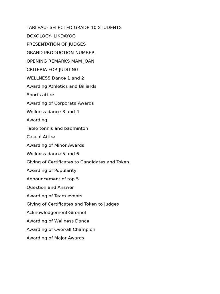 MR and Ms Intrams Program | PDF