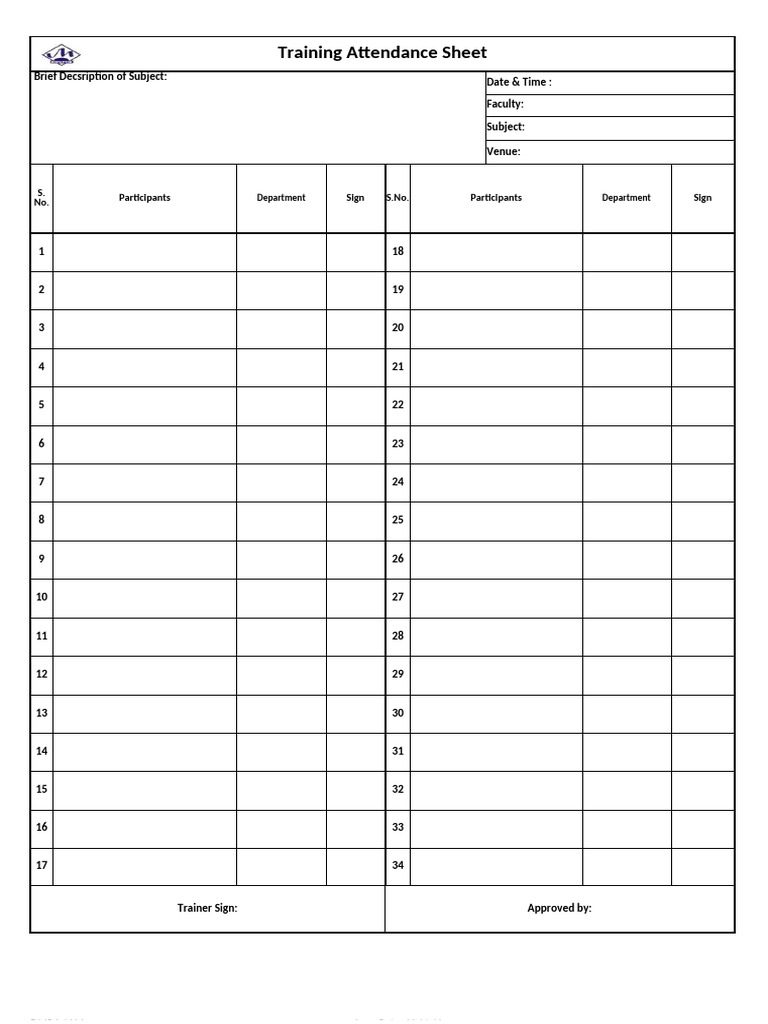 Training Attendance Sheet Template | PDF