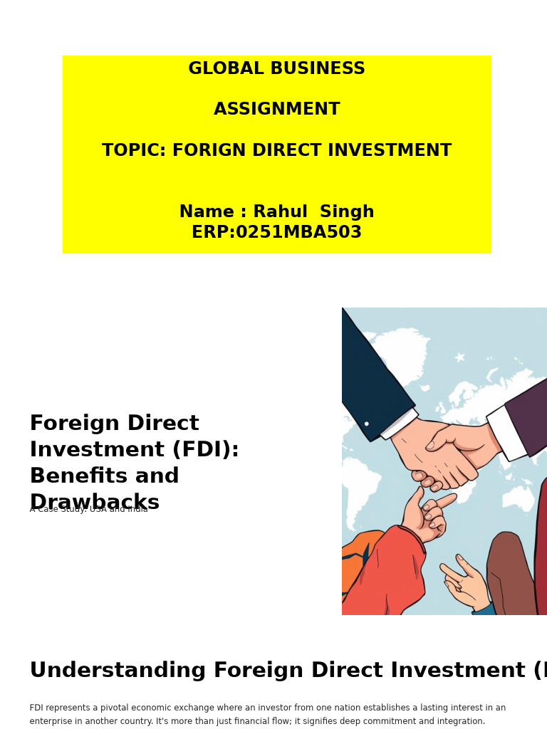 Foreign Direct Investment FDI Benefits and Drawbacks | PDF | Foreign ...
