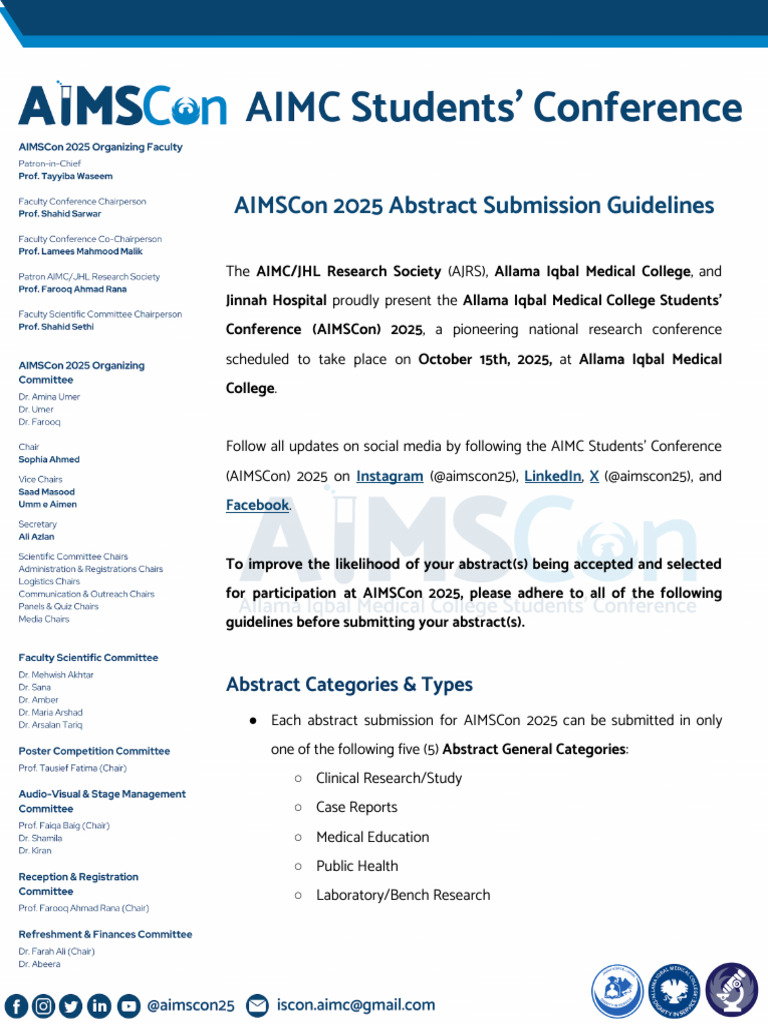 AIMSCon 2025 Abstract Submission Guidelines | PDF | Institutional Review Board | Inquiry