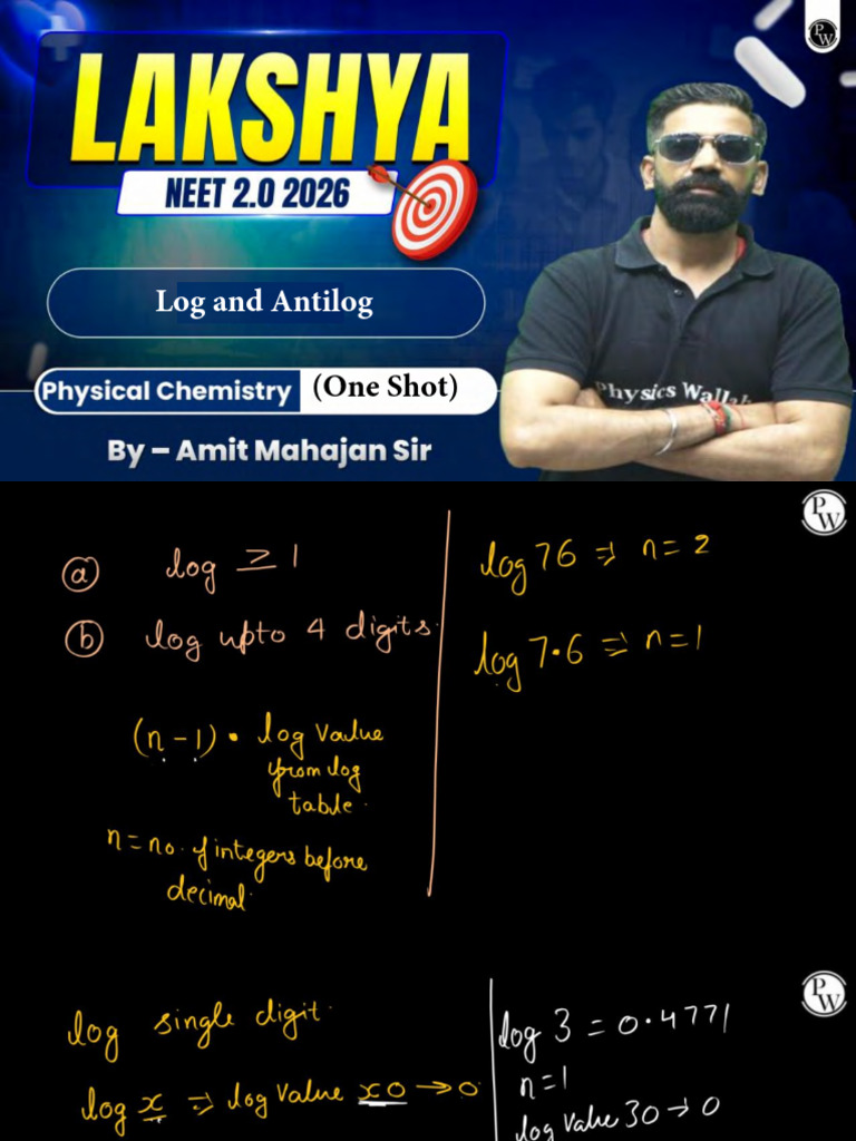 Log and Antilog Class Notes PDF | PDF