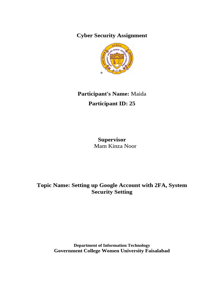Setting Up Google Account With 2FA, System Security Setting | PDF ...