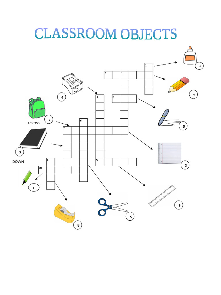 Classroom Objects Crosswords 88644 | PDF