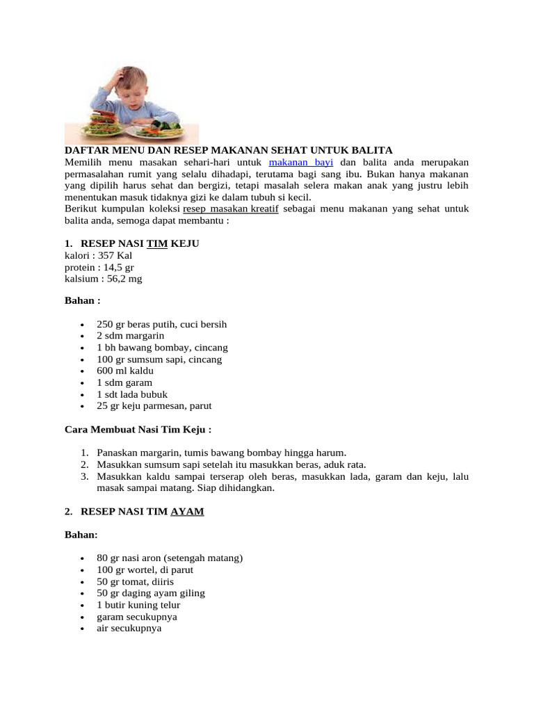 Resep Makanan Sehat untuk Balita | PDF