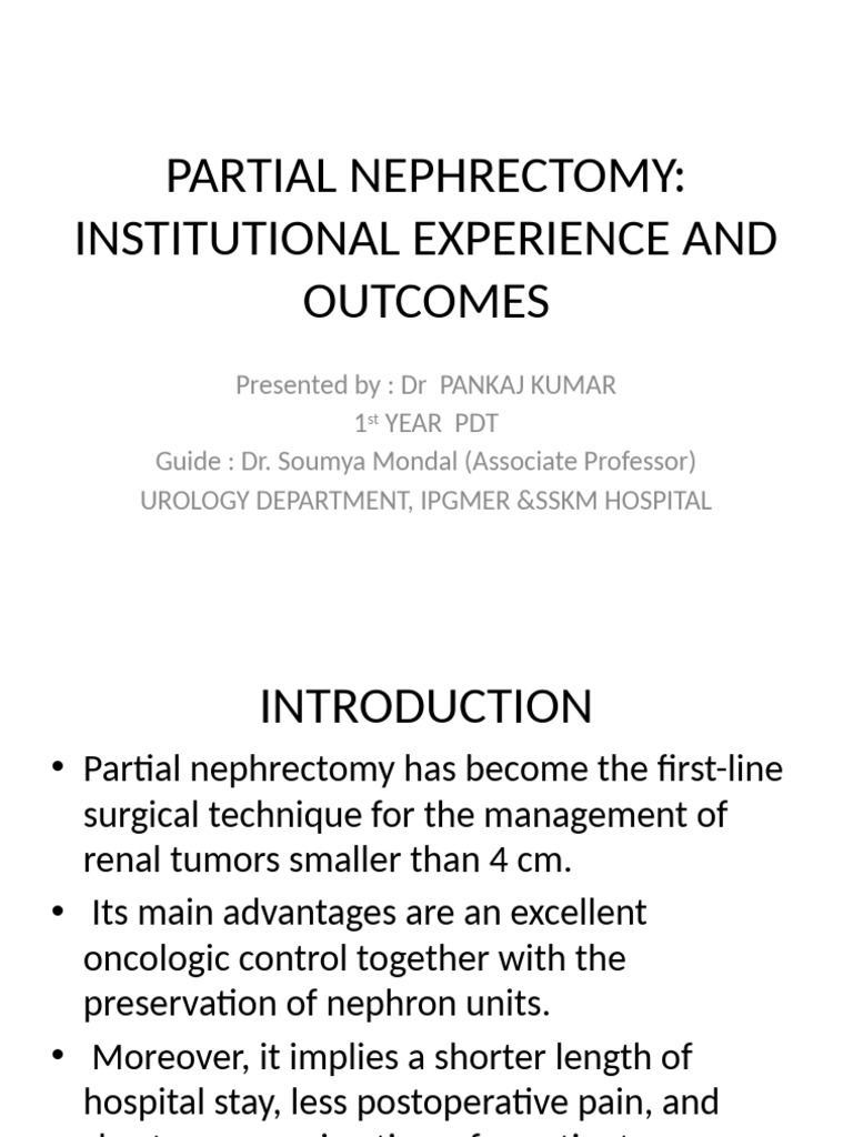 Outcomes of Partial Nephrectomy Study | PDF | Chronic Kidney Disease ...