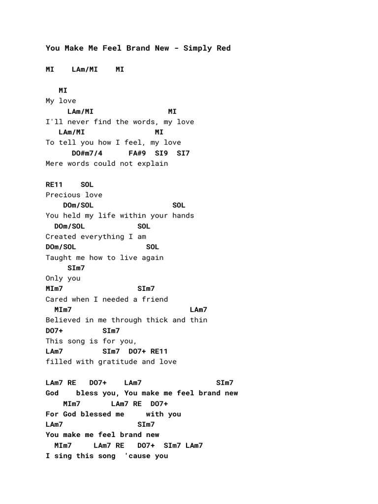 You Make Me Feel Brand New Lyrics | PDF