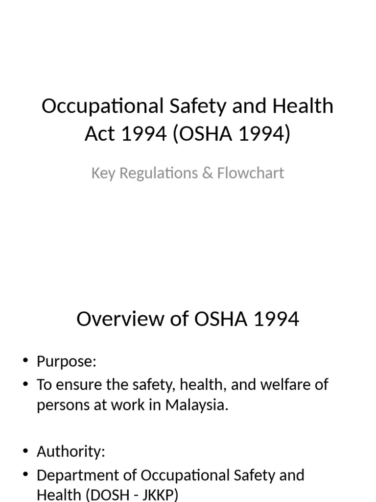 OSHA 1994 Key Regulations Overview | PDF