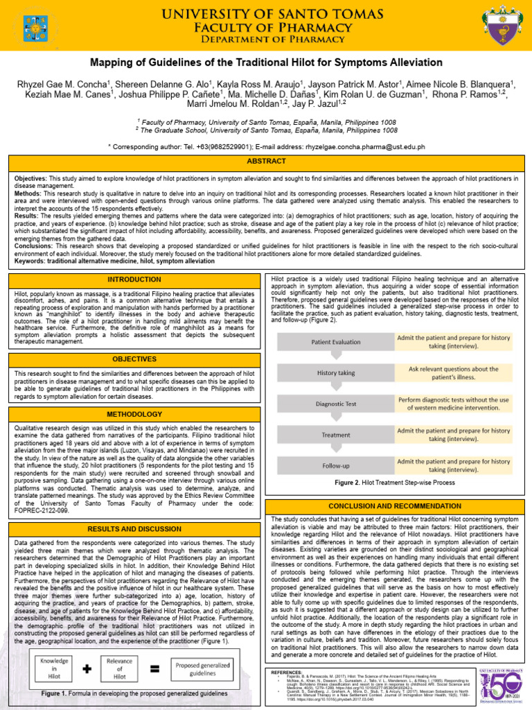 Mapping of Guidelines of The Traditional Hilot For Symptoms Alleviation - Poster | PDF ...