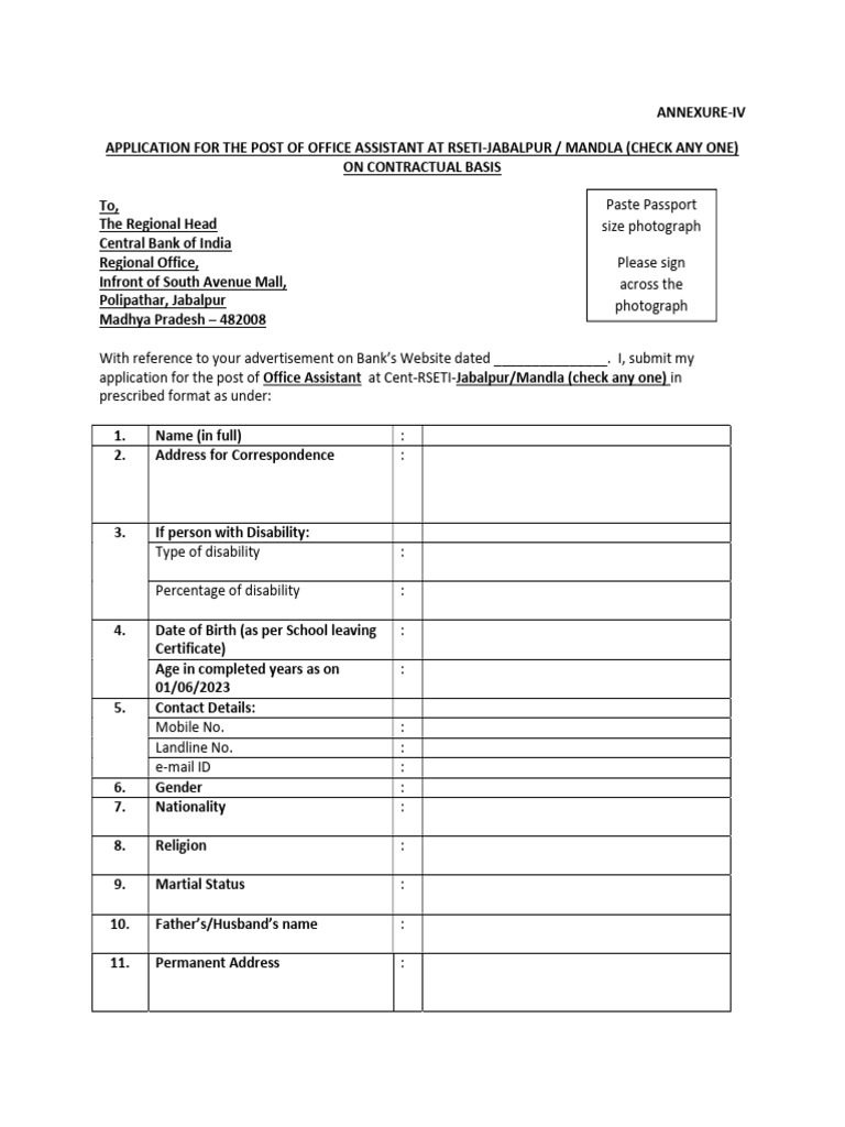 Office Assistant Application Form | PDF