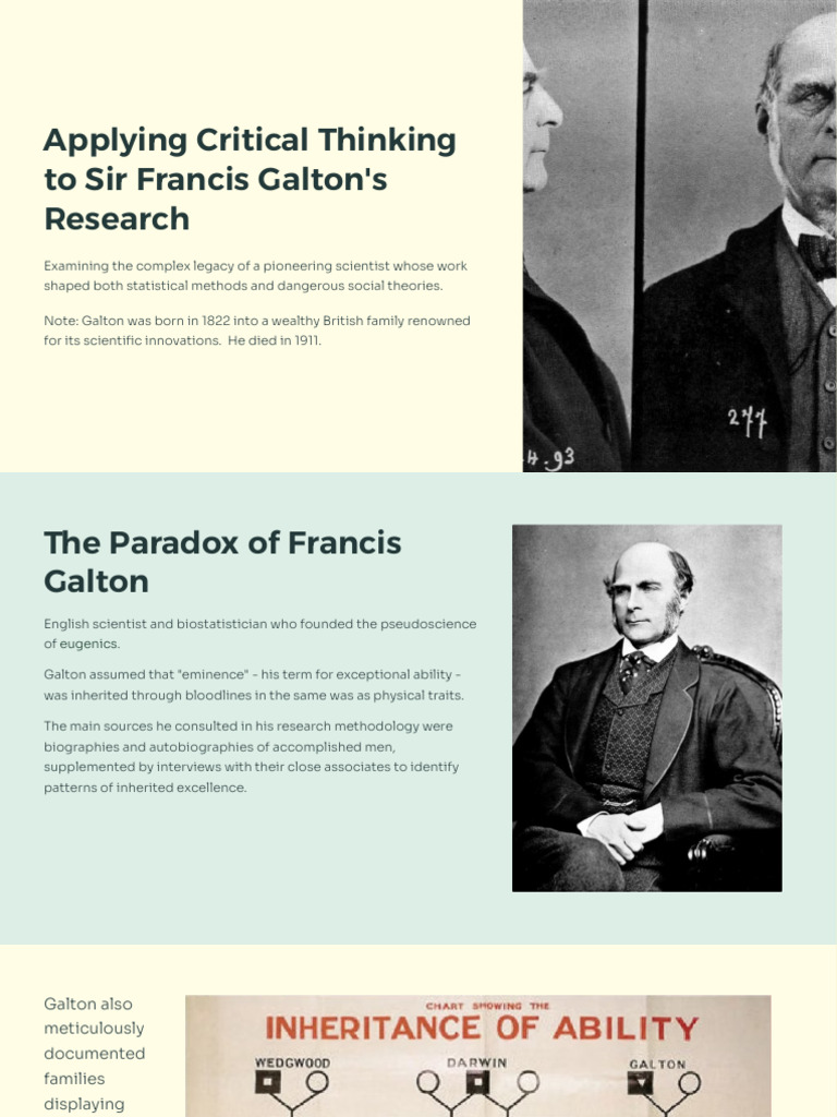 Galton's Legacy: Science vs. Eugenics | PDF | Francis Galton | Science