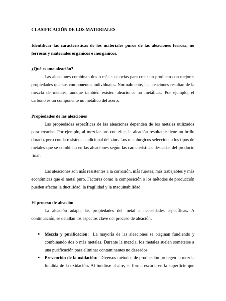 Clasificación de Los Materiales | PDF | Aleación | Rieles