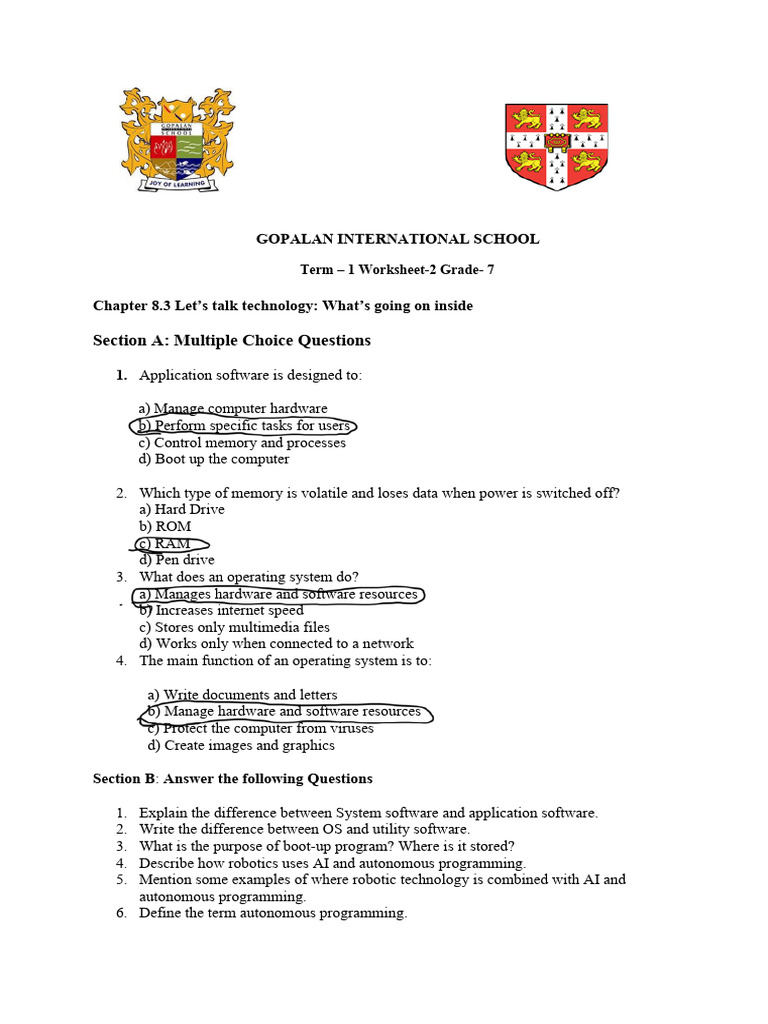 Worksheet 2 Grade 7 Chapter 8.3 | PDF | Data Compression | Computer ...
