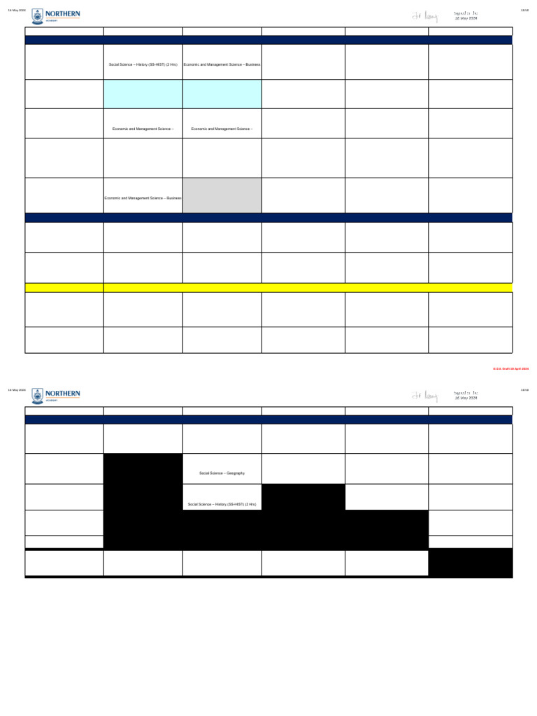 AMENDED Final Mid-Year Exam Timetable Grd.8-12 (20 May - 14 June) | PDF ...