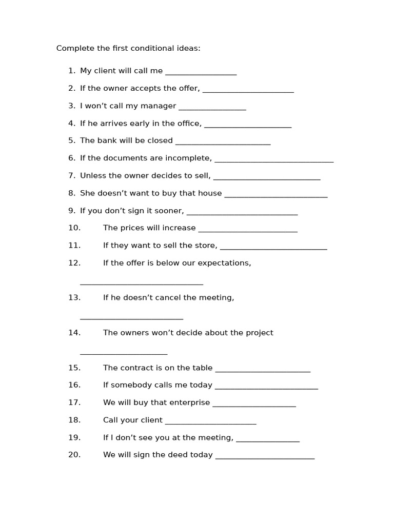 Complete The First Conditional Ideas | PDF