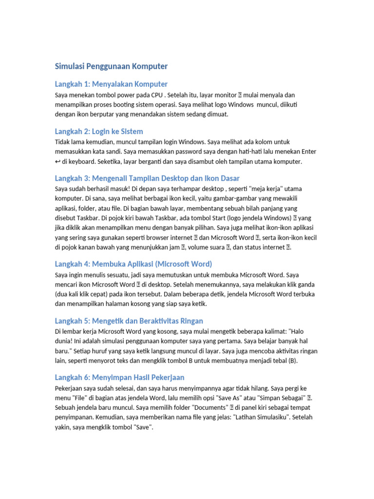 Panduan Simulasi Penggunaan Komputer | PDF